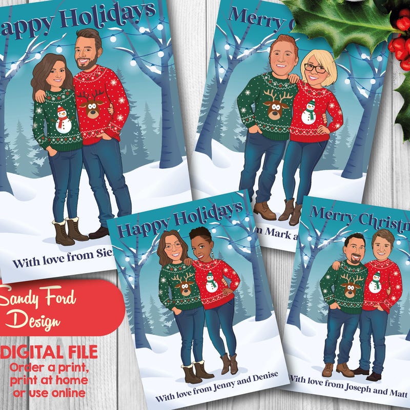 Couple Christmas Card - Etsy