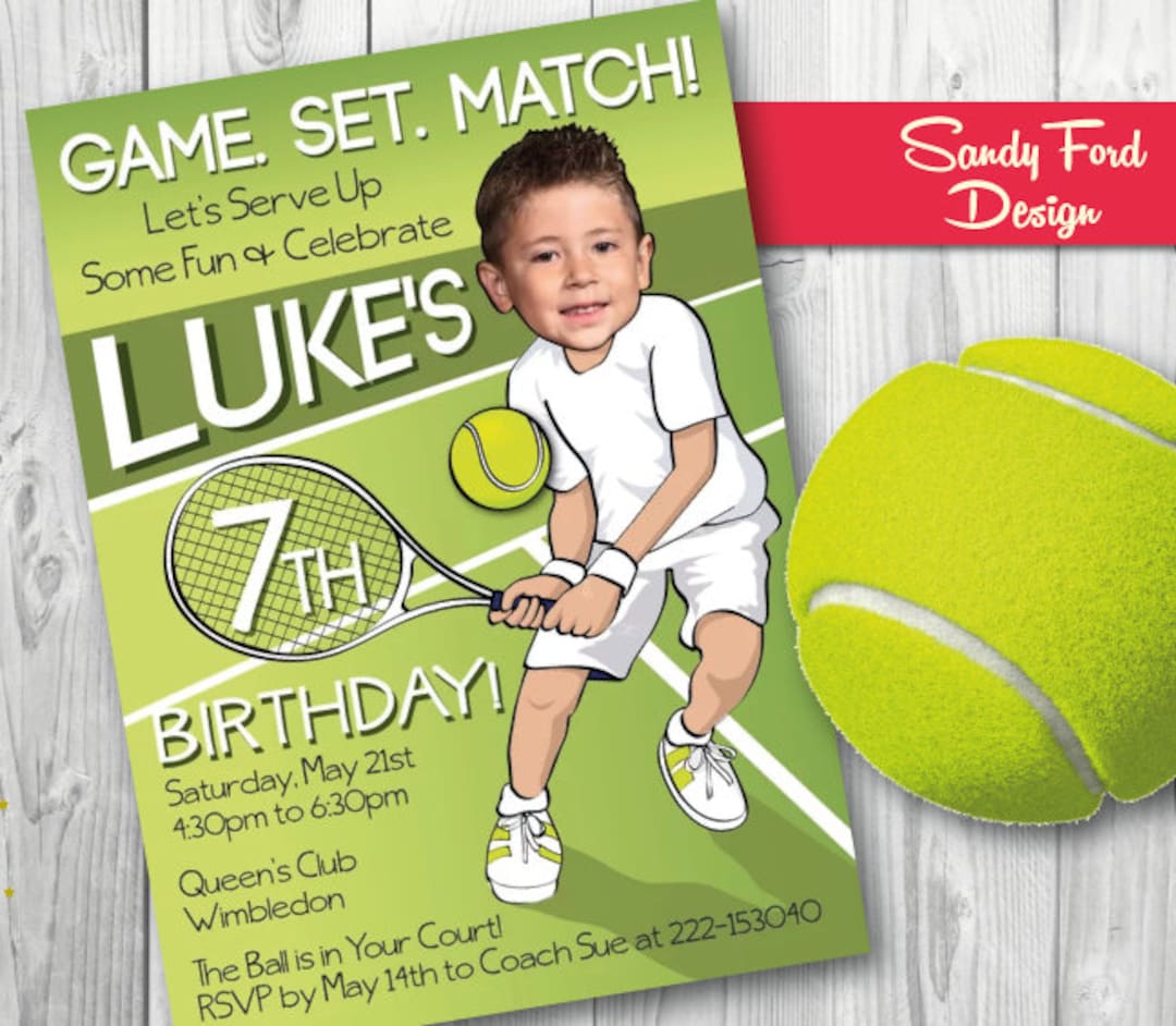 Tennis Birthday Party Invitation - Personalized With Your Photo DIGITAL ...
