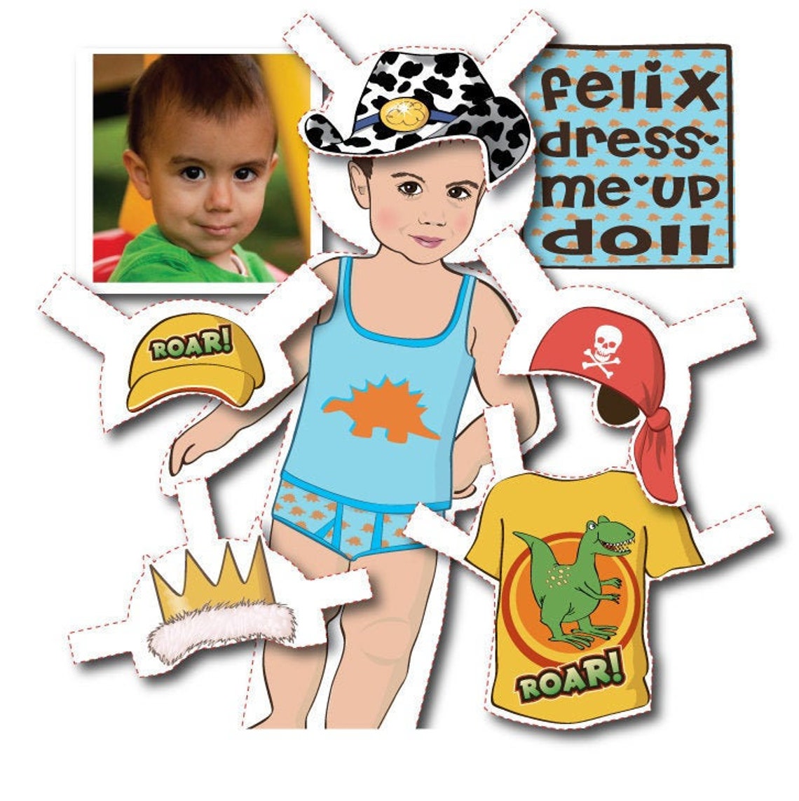 Toddler Boy's Personalized Paper Doll Kit - Printable - DIGITAL FILES ...