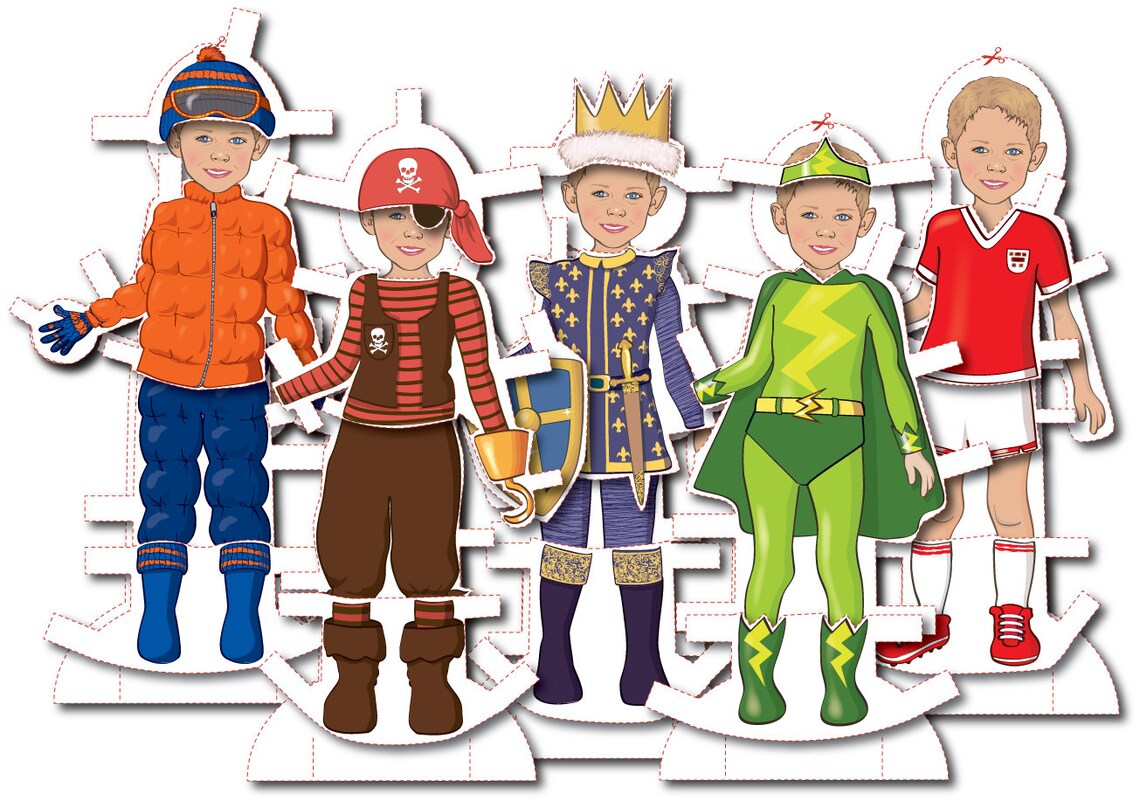 Boy's Personalized Paper Doll Kit Printable DIGITAL | Etsy