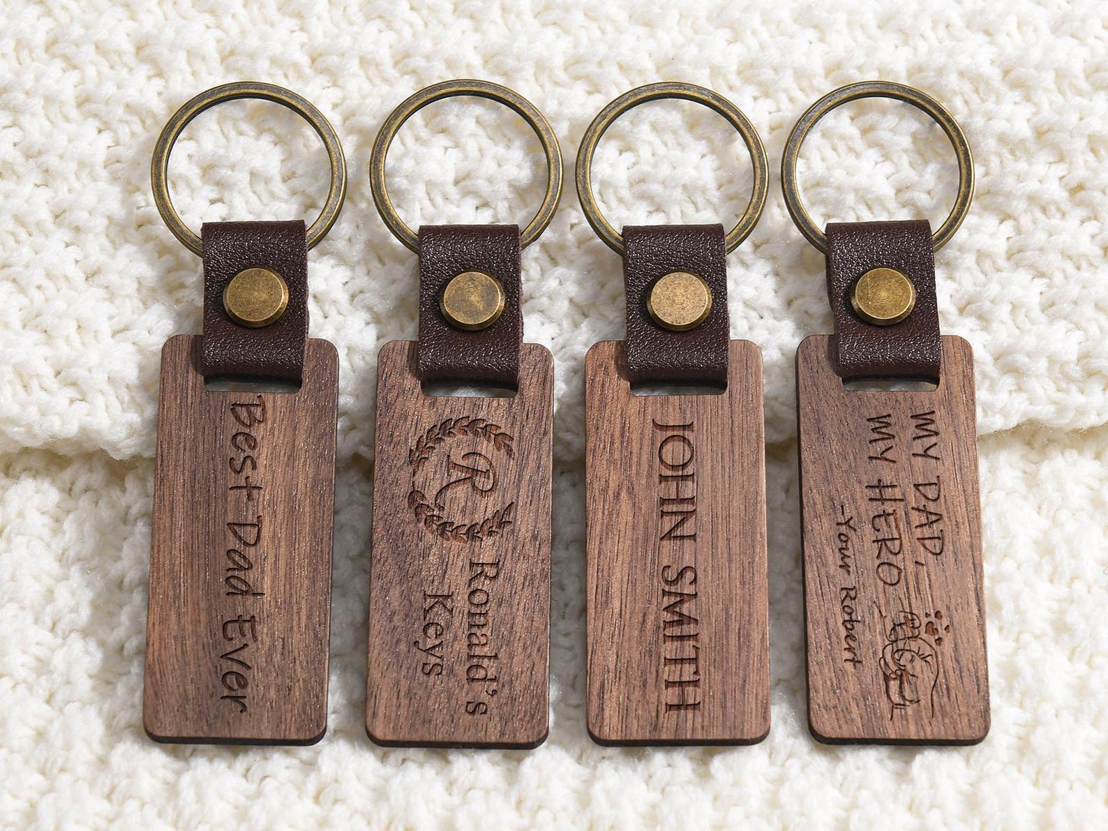 Personalized Walnut Wood Keychain, Engraved Keychain, Custom Wood Key ...