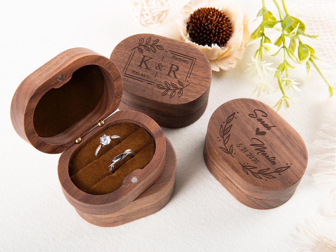 Personalized Wooden Wedding Ring Box, Engagement Ring Box, Proposal ...