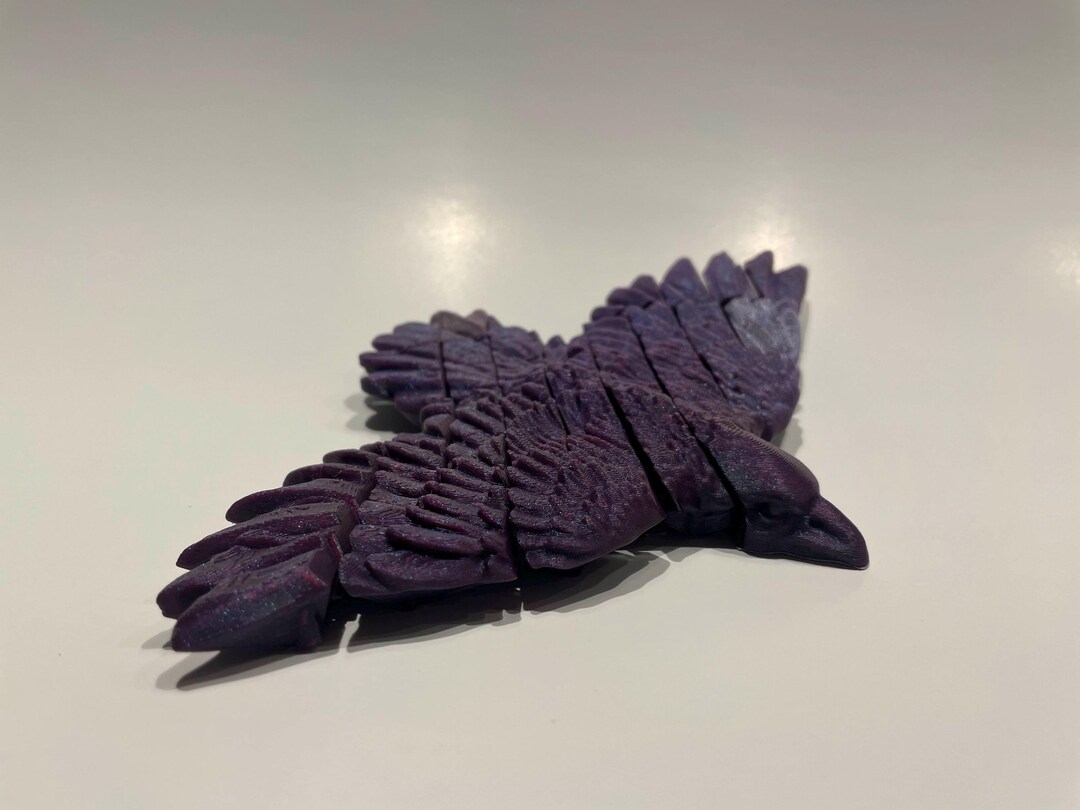 3D Printed Bird Cute Toy Pet Raven With Moving Parts Galaxy Purple ...
