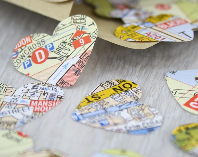 London Map Heart Confetti, Pack of 50 Map Hearts - Etsy