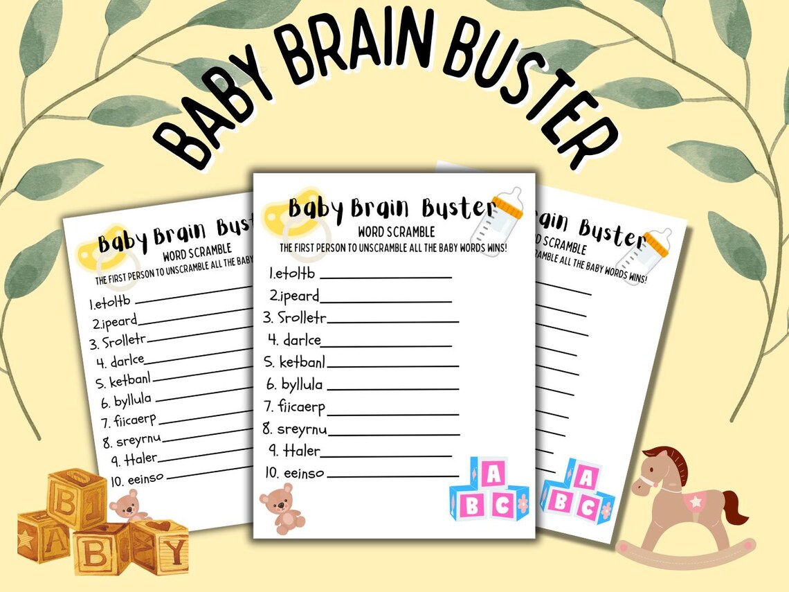 Baby Brain Buster-baby Shower Games to Play With Friends and Family ...
