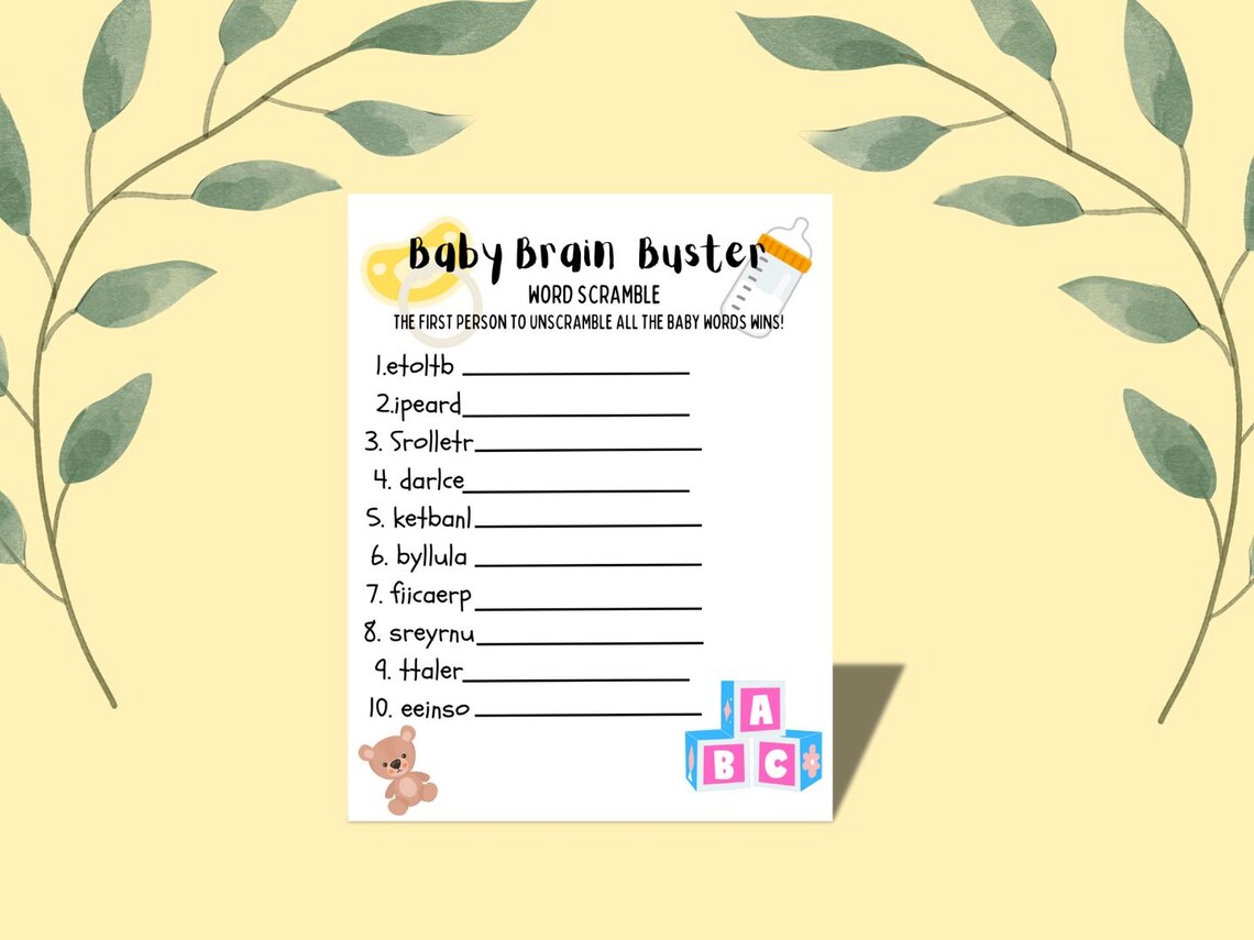 Baby Brain Buster-baby Shower Games to Play With Friends and Family ...