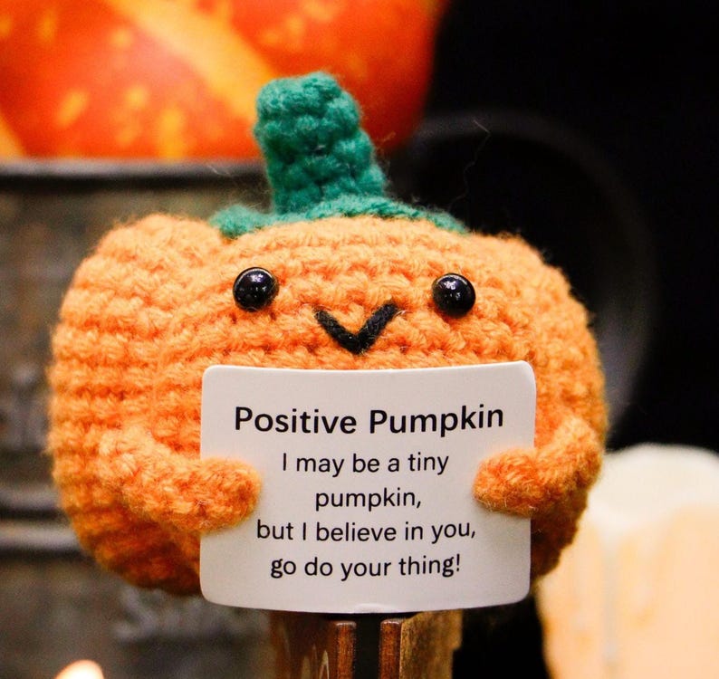 Pumpkin Crochet Emotional Support, Halloween Ghost Doll, Cute Crochet ...