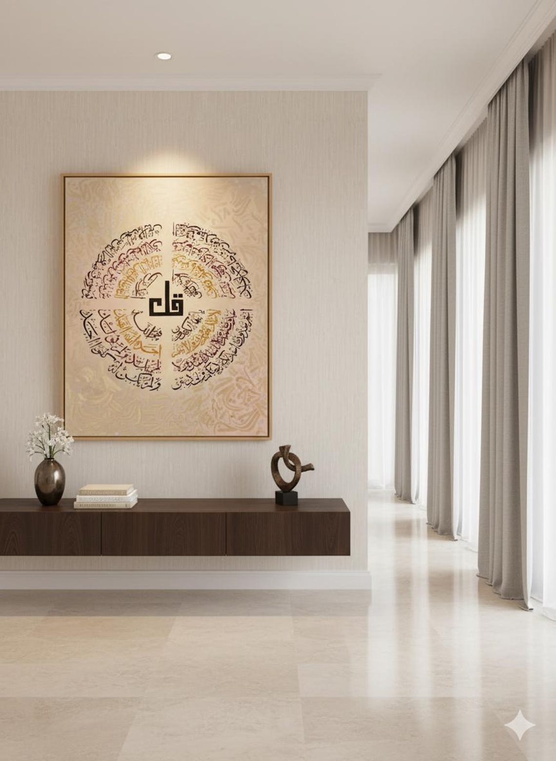 Original Islamic Calligraphy Painting, Char Qul Quran Art, Muslim Home ...
