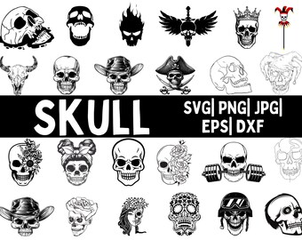 Skulls SVG Bundle, Skull Cut Files for Cricut, Skull Clipart, Skeleton ...
