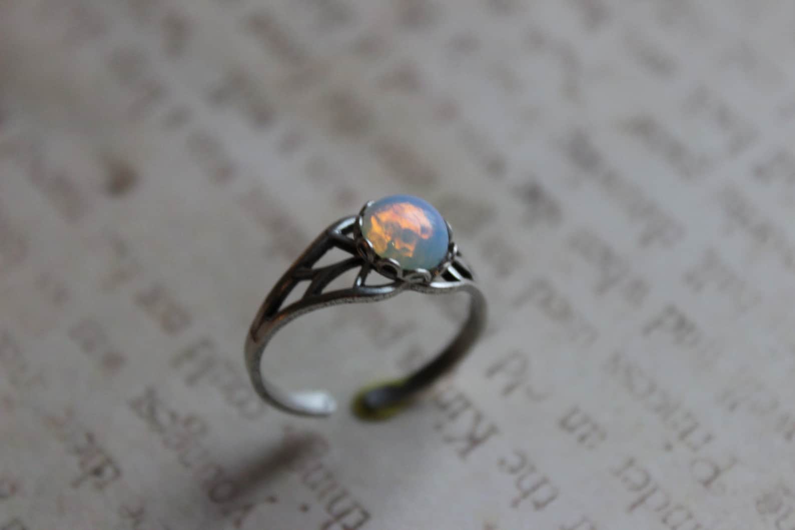 White Fire and Ice, White Fire Opal Ring, True Vintage Fire Opal Ring ...