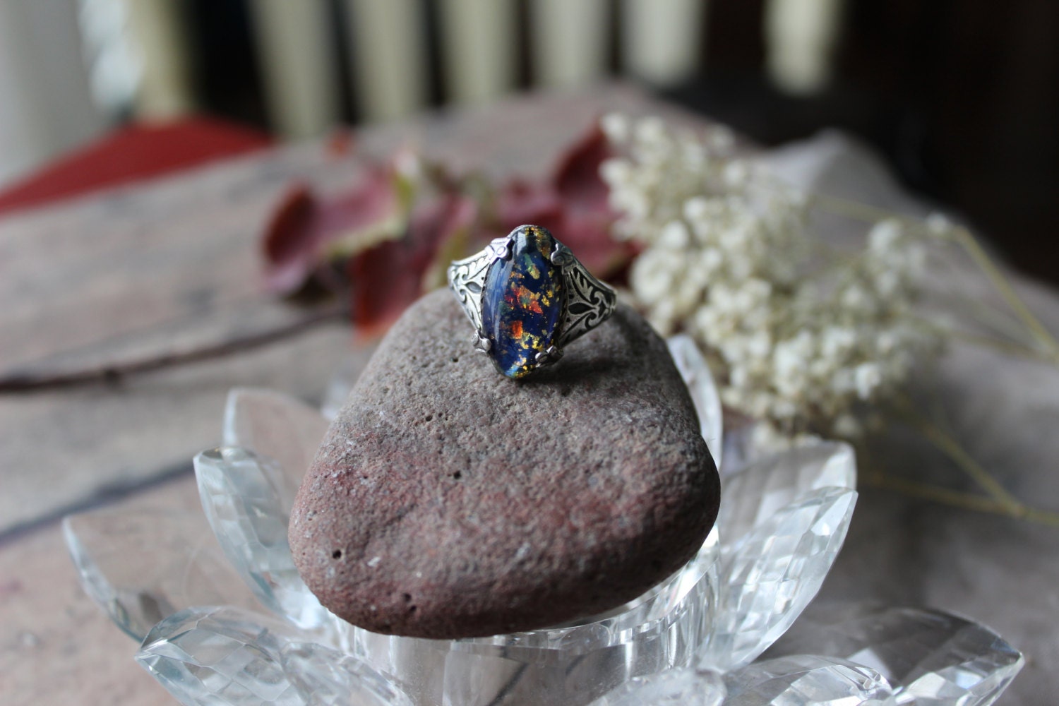 Black of Night Opal Ring, USA Created, Gifts for Her, RPG Gifts - Etsy