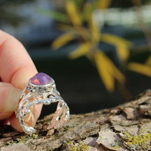 Burning Purple Opal Ring, Opal Ring, Purple Ring, Victorian Ring, Fire ...