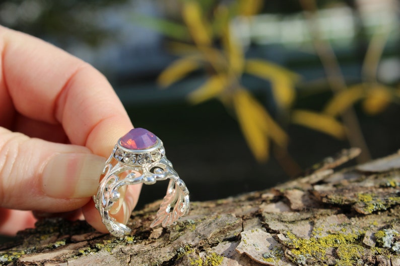Burning Purple Opal Ring Opal Ring Purple Ring Victorian | Etsy