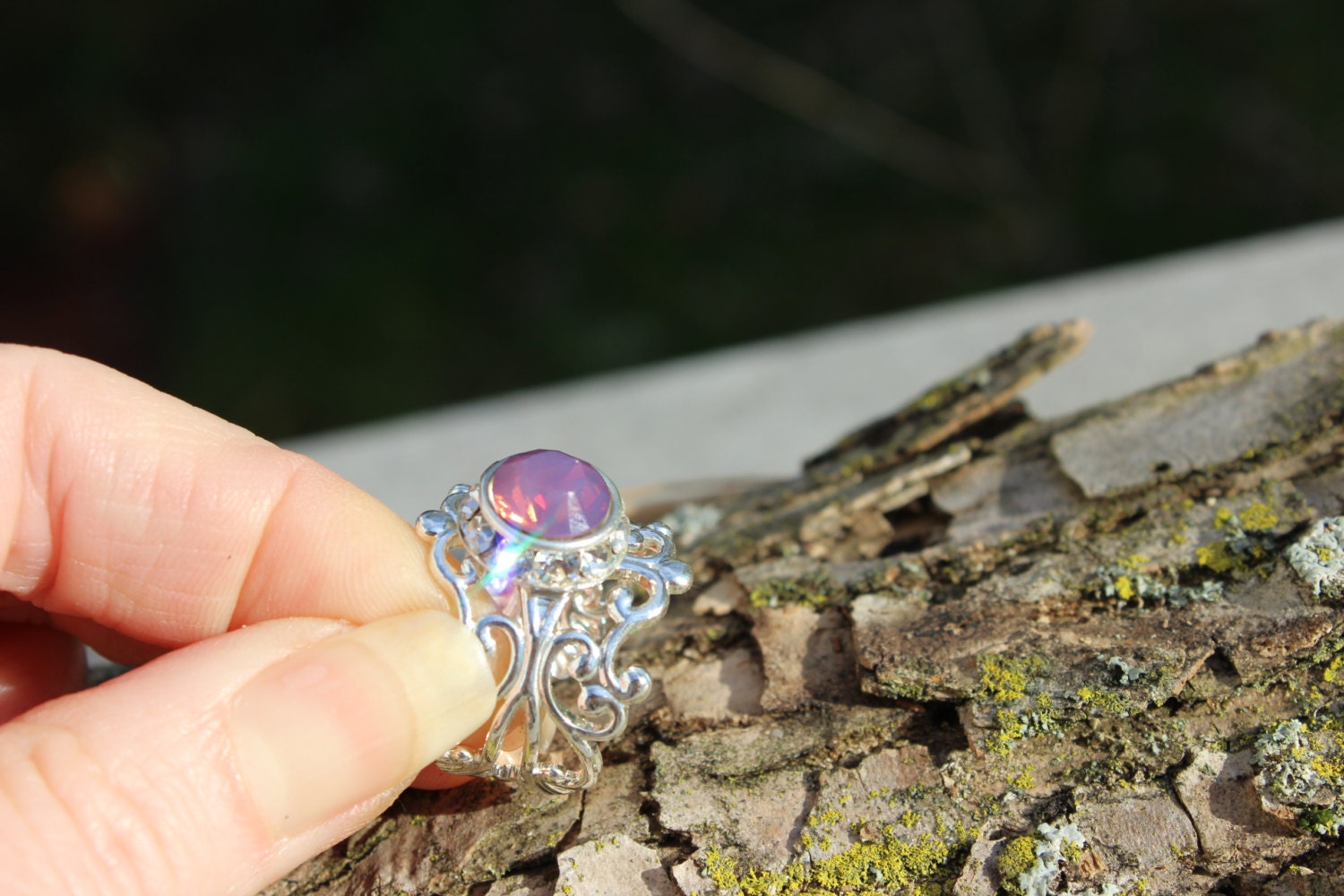 Burning Purple Opal Ring Opal Ring Purple Ring Victorian | Etsy