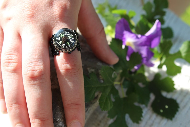 Compass Ring Filigree Ring Glow in Dark Ring Vintage Ring - Etsy