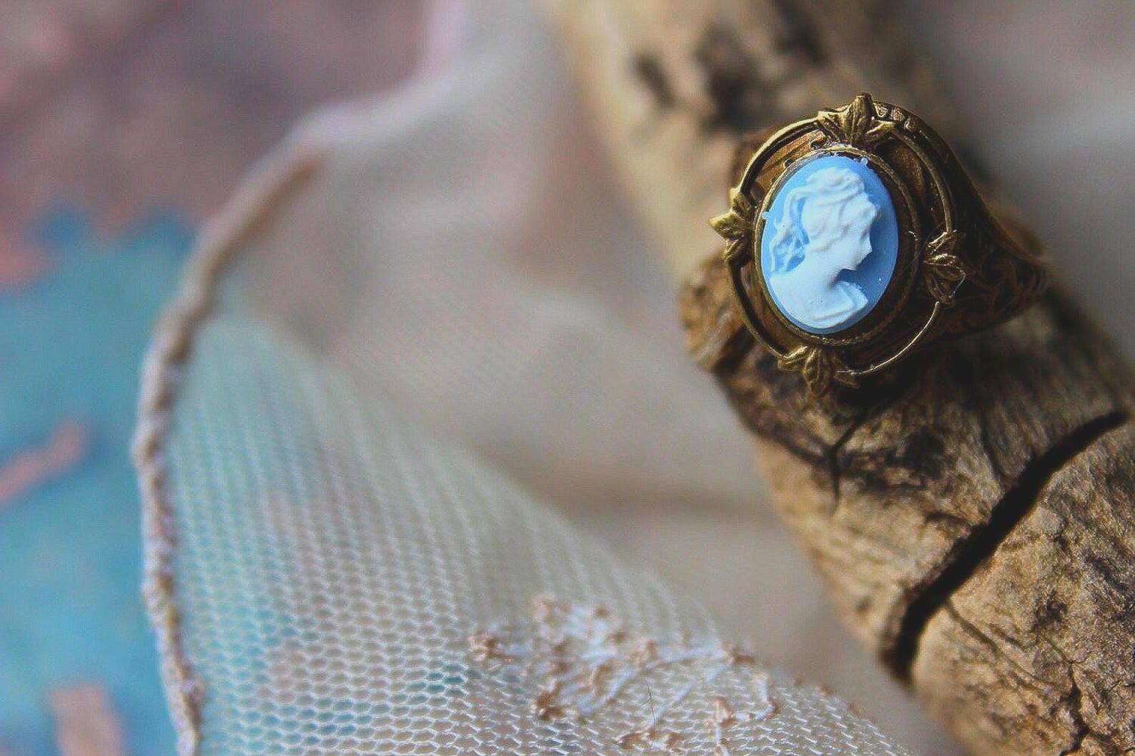 Blue Cameo Jewelry Set, Cameo Ring, Cameo Earrings, Grandmacore ...