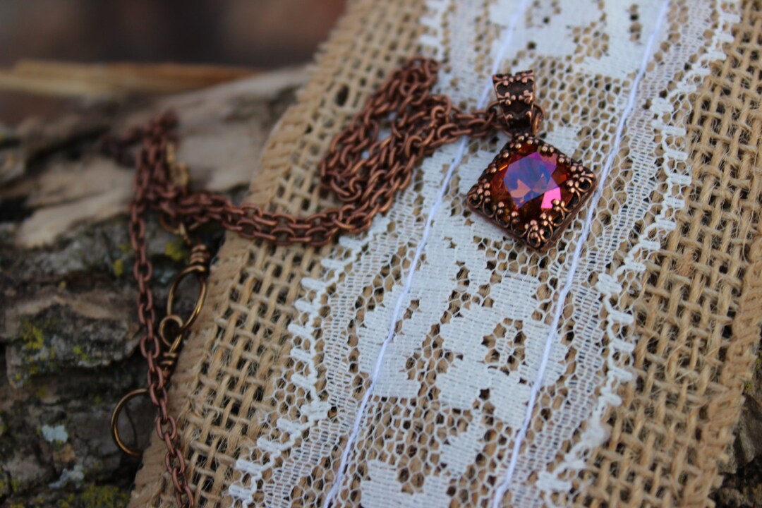 Cushion Cut Sunset Topaz Necklace, Vintage Meets Modern Necklace ...