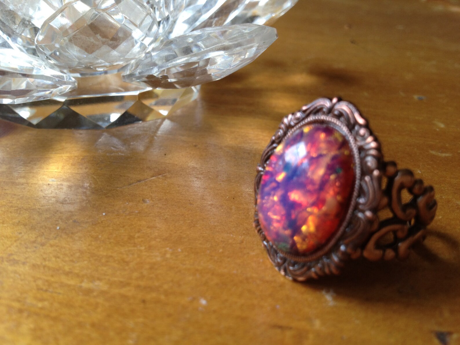 Pink Fire Opal Ring Opal Ring Adjustable Ring Unique Rings - Etsy UK