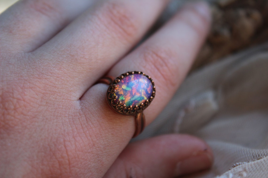 Pink Fire Opal Ring Copper Ring SIZE 4.5 to Size 9.5 | Etsy