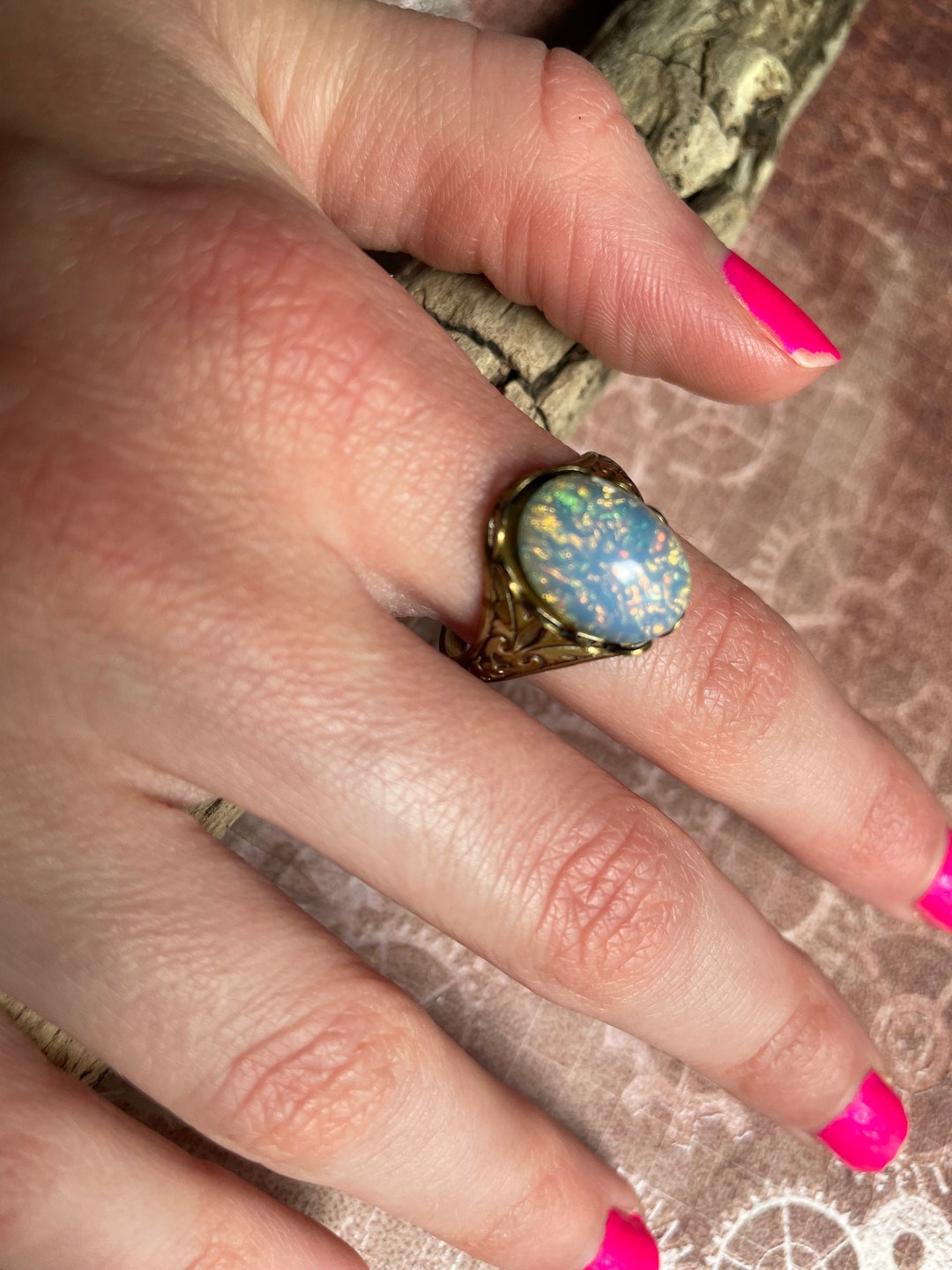 Ring Sale, Cotton Candy Blue Fire Ring, Blue Opal and Lace Ring ...