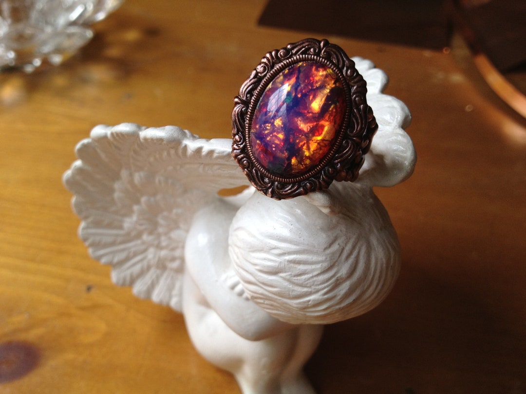 Pink Fire Opal Ring Opal Ring Adjustable Ring Unique Rings - Etsy