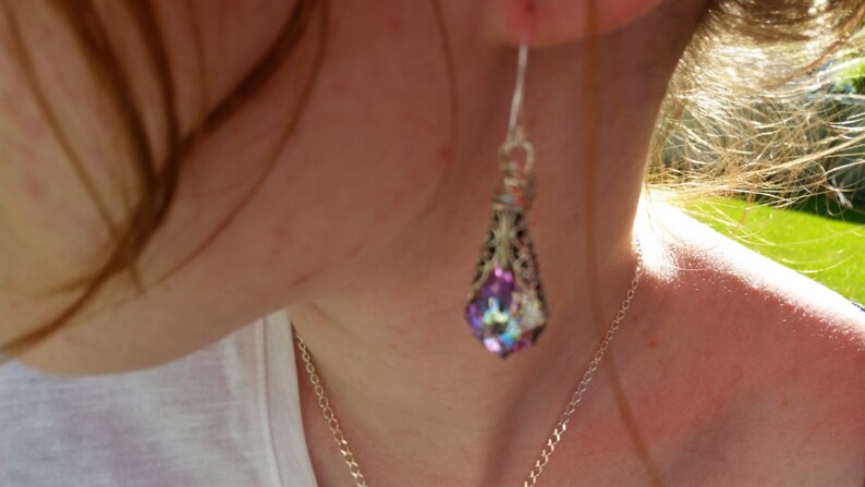 Alexandrite Jewelry set Lilac and Blue Necklace | Etsy