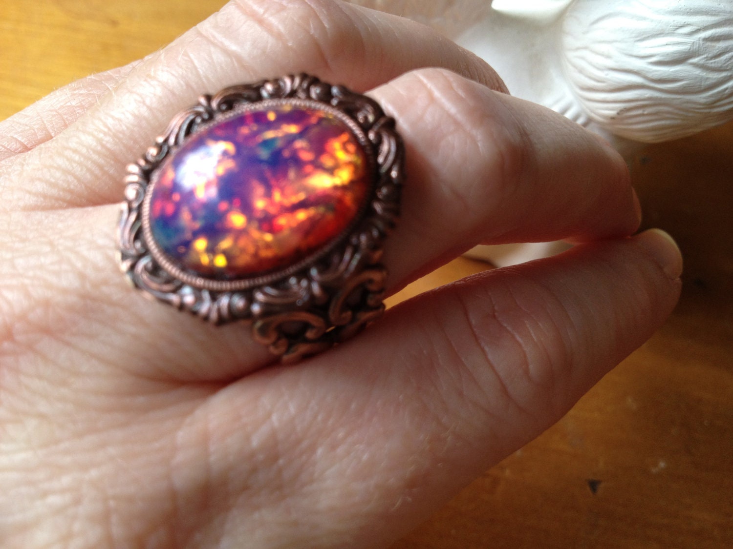 Pink Fire Opal Ring Opal Ring Adjustable Ring Unique Rings - Etsy UK