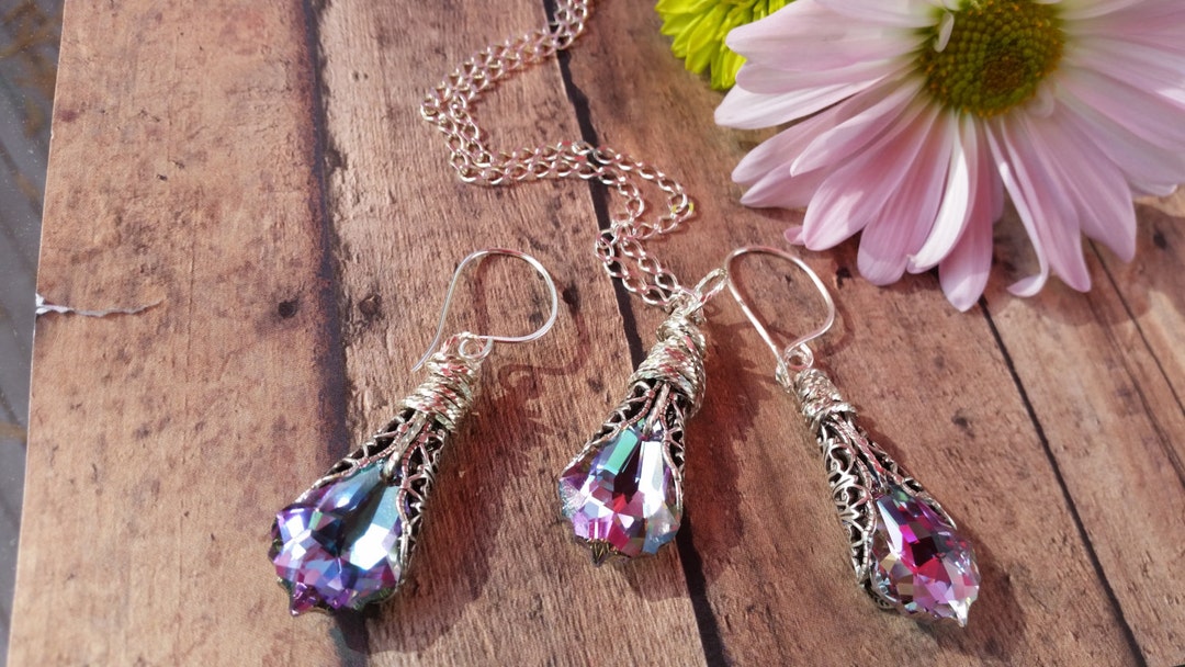 Alexandrite Jewelry Set, Lilac and Blue Necklace, Anniversary, Weddings ...