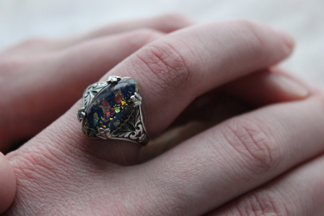 Black of Night Opal Ring, USA Created, Gifts for Her, RPG Gifts - Etsy