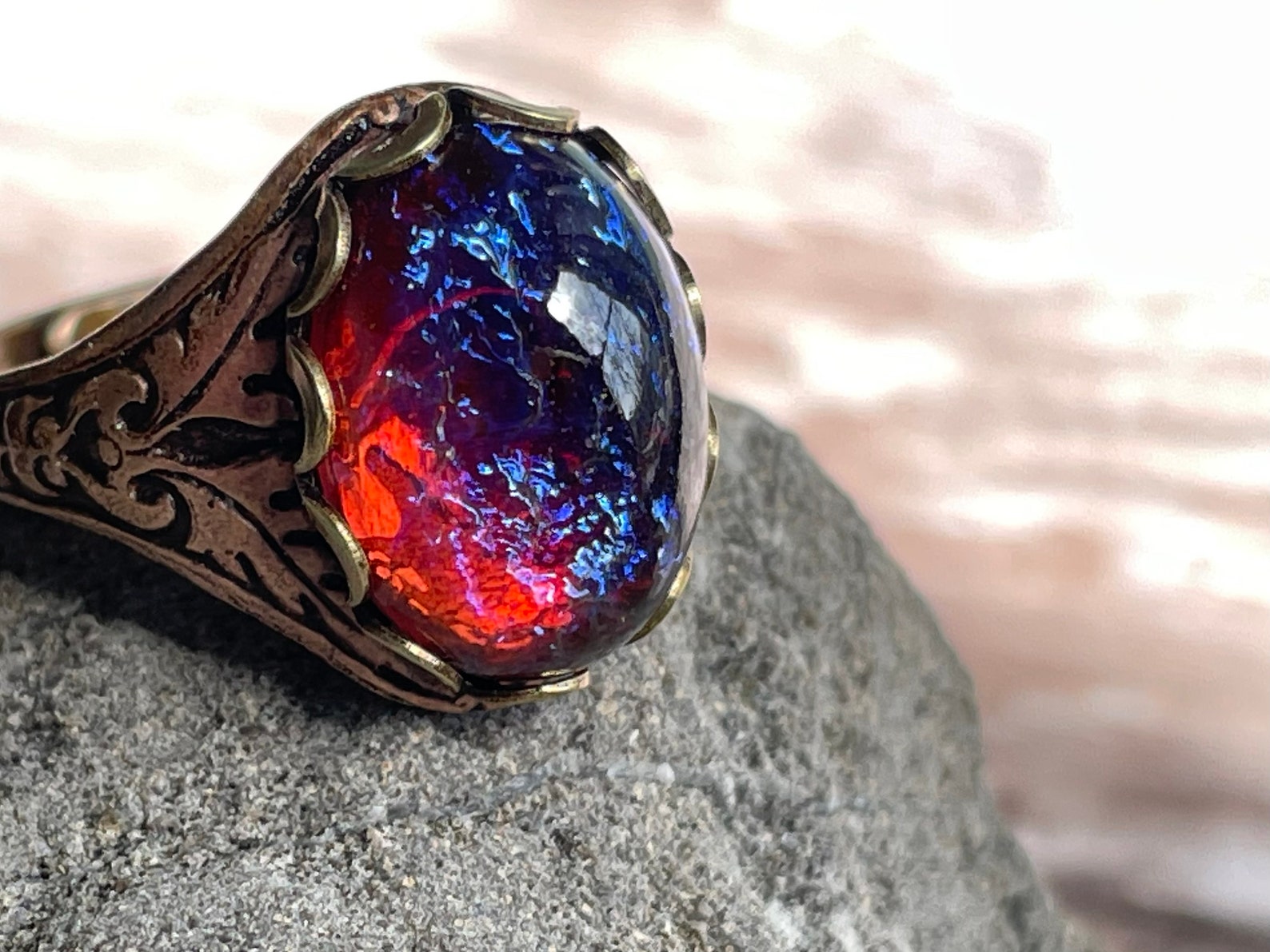 Dragon's Breath Ring Fire Opal Ring Fire and Lace Ring - Etsy