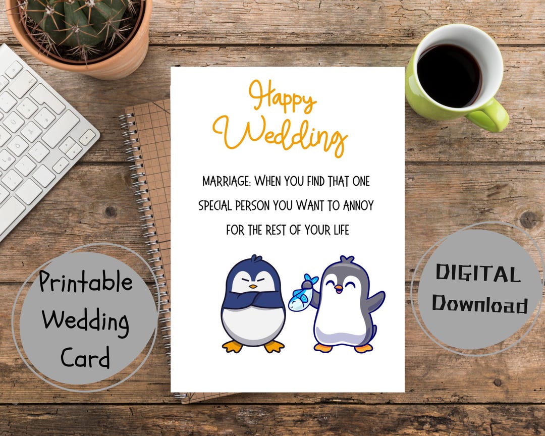 PRINTABLE Wedding Card * Print at Home Card * Funny Wedding Card ...