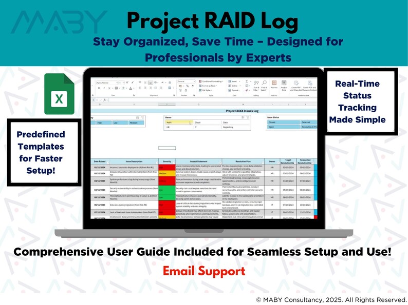 Risk Assessment, Risk Log, Issue Log, Project Management, RAID Log, PMO ...
