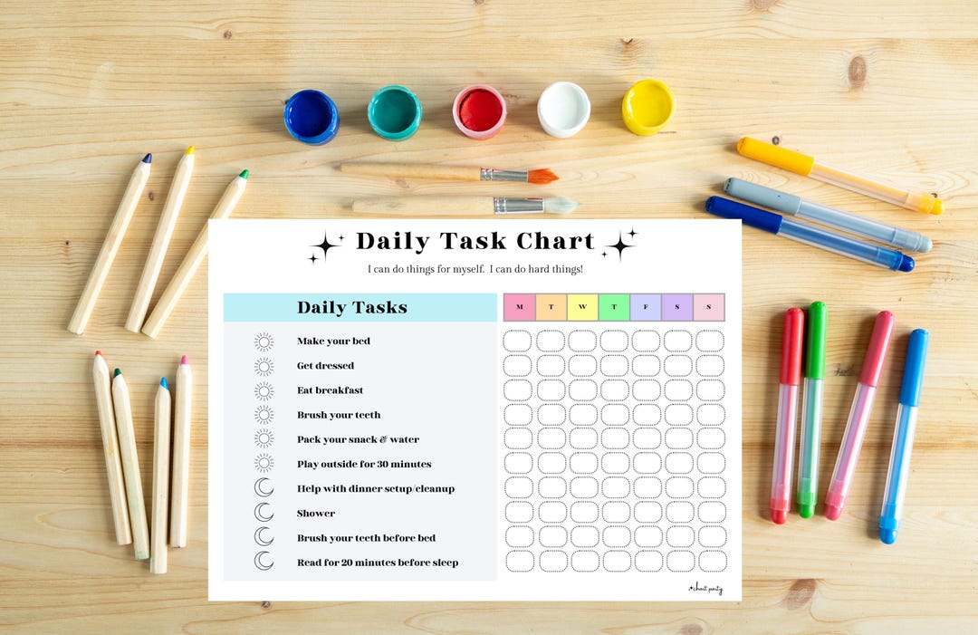 Kids' Daily Task Chart Printable – Fun & Easy Habit Tracker for ...