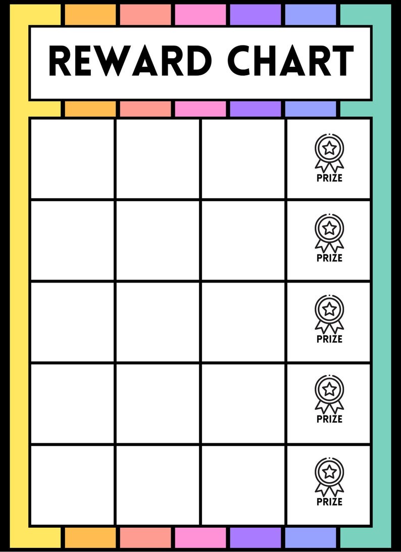 Printable Kids Reward Chart for Behavior and Chores, Potty Training ...