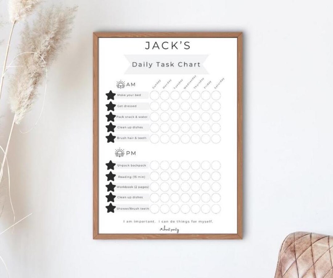Kid's Daily Task Chart, Morning and Evening Tasks, AM and PM Task Chart ...