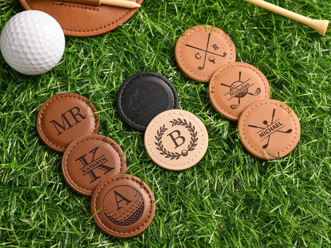 Personalized Golf Ball Marker, Leather Golf Ball Marker, Full Grain ...