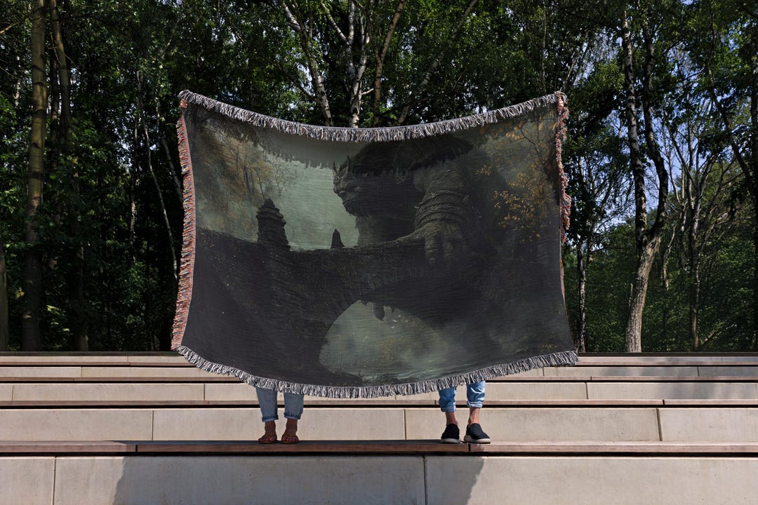 Troll Guarding the Bridge Woven Blanket + Tapestry - Etsy