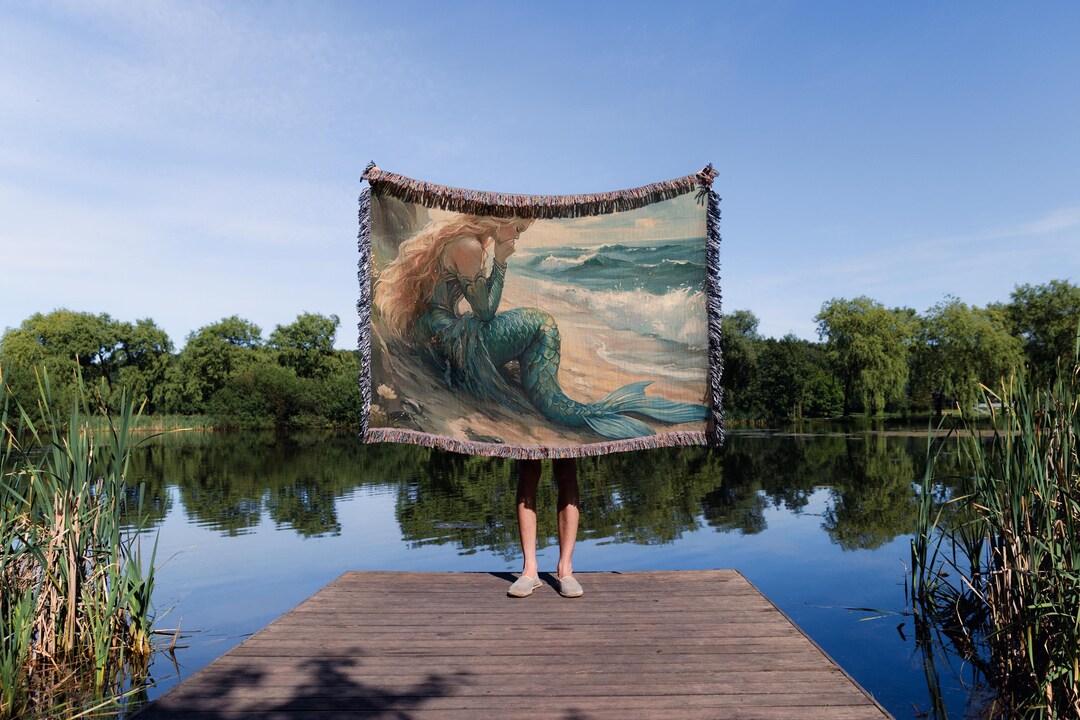 Silent Mermaid Woven Blanket + Tapestry - Etsy