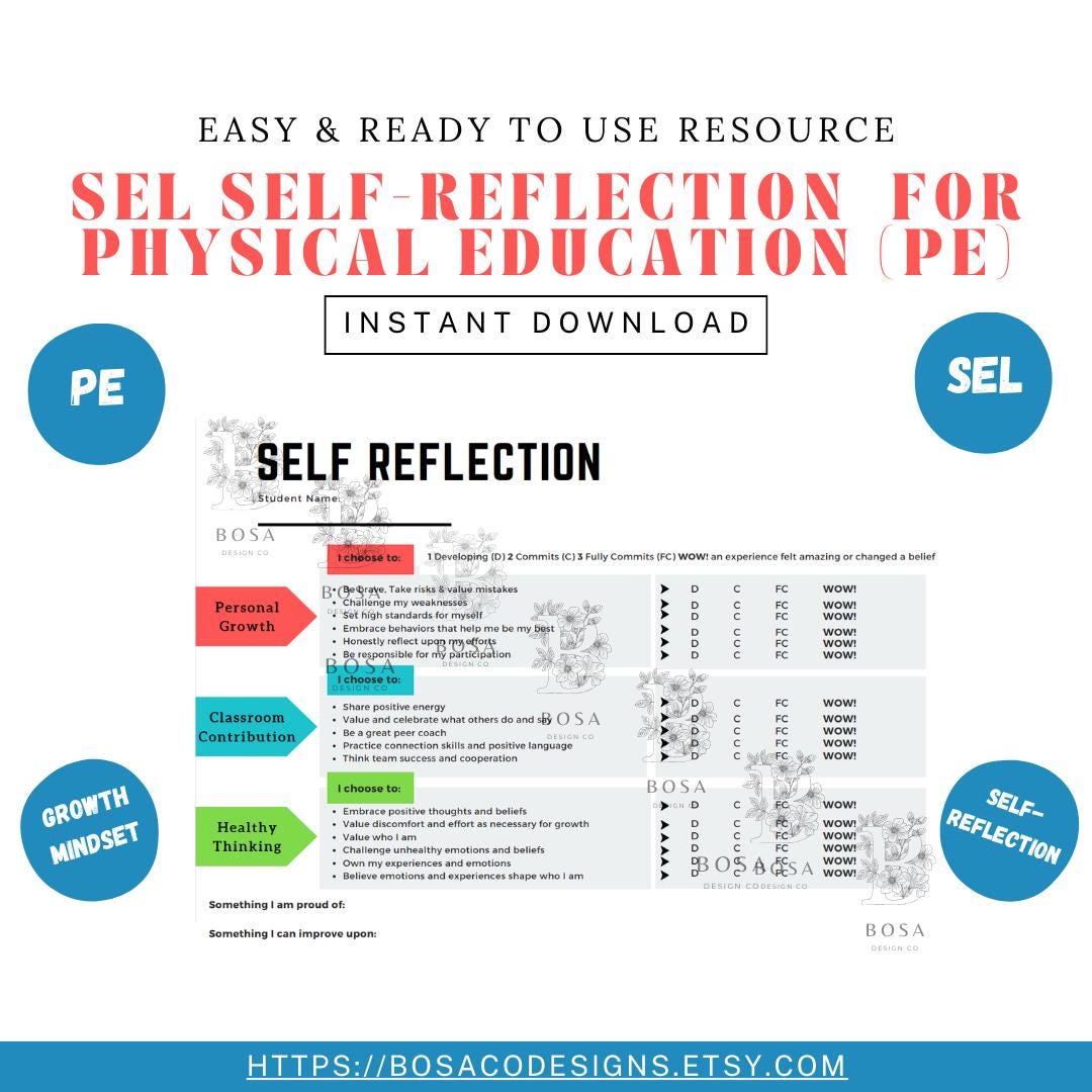 SEL Self-reflection for Physical Education PE - Etsy