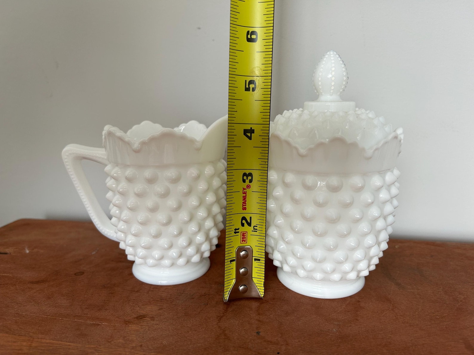 Vintage Sugar Bowl and Creamer, Hobnail Whitenmilk Glass - Etsy