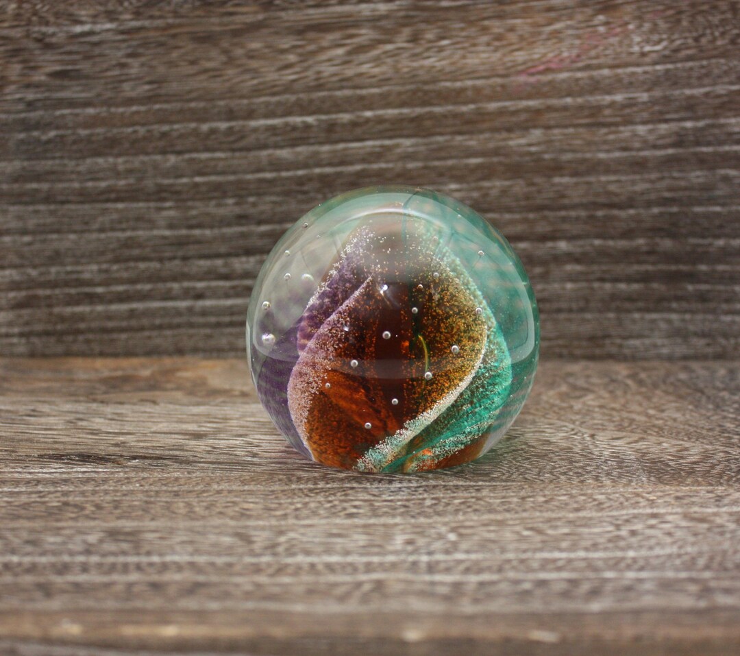 Caithness Art Glass Crystal Paperweight | Design "feathers" | Vibrant ...