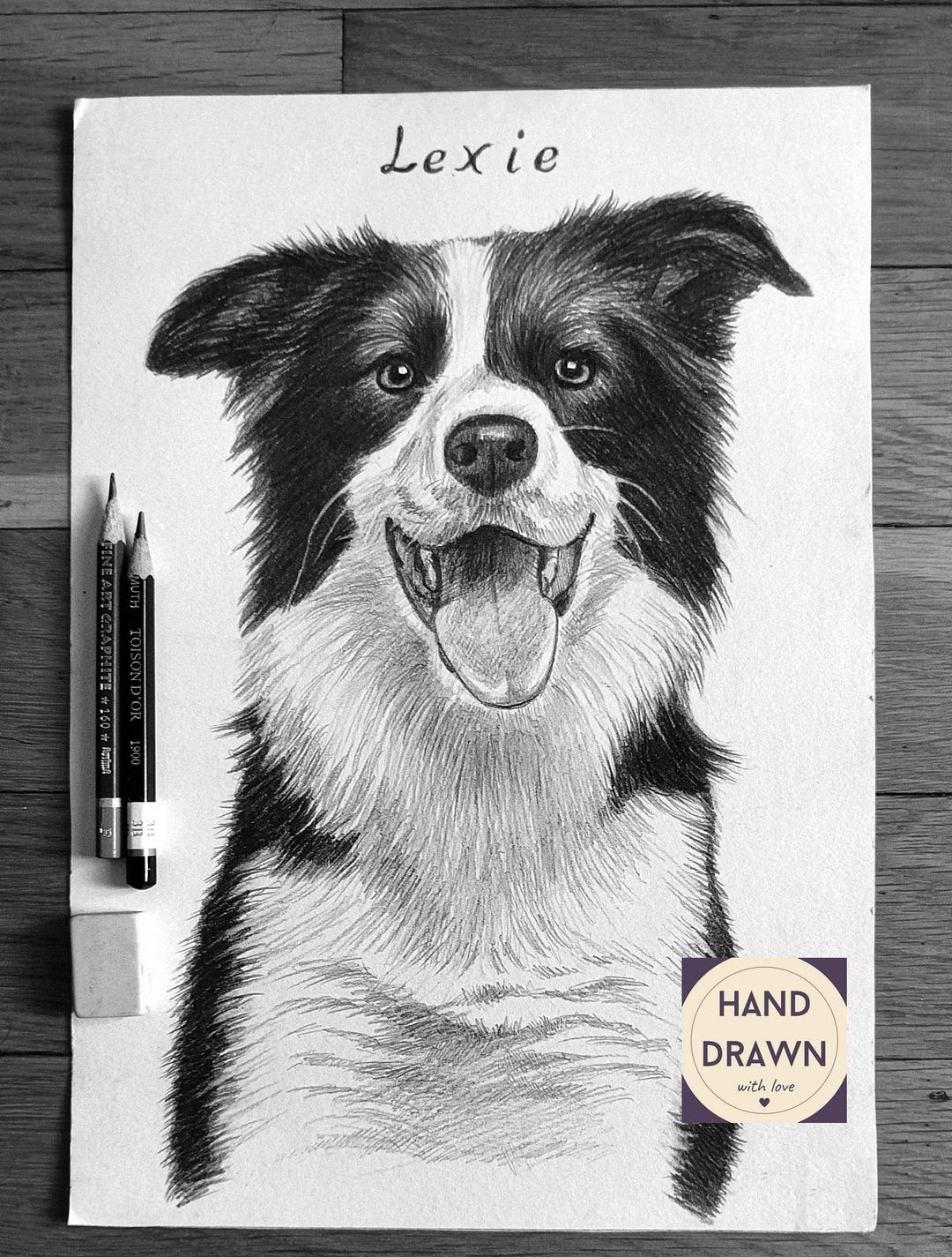 Custom Graphite Pencils Pet Portrait | Hand Painted Dog Portrait ...