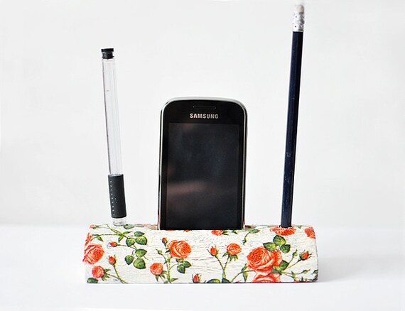 Items similar to Desk phone stand for iPhone, smartphone / floral ...