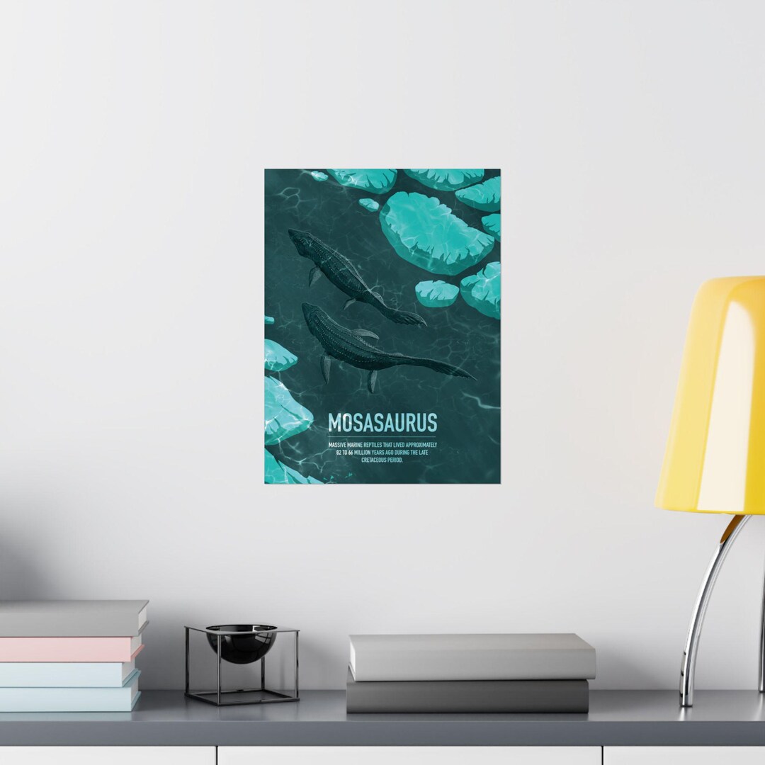 Mosasaurus Vertical Poster Art, Ocean Decor, Educational Artwork, Home ...
