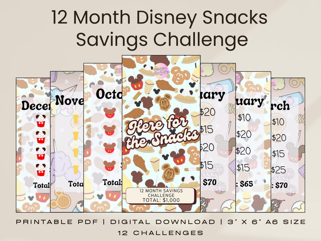 2025 12 Month Low Income Disney Snacks Savings Challenge | Disney World ...
