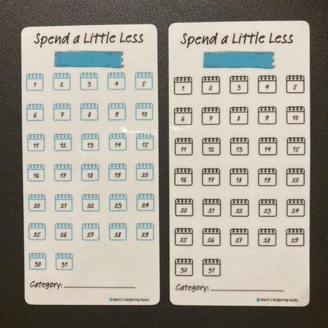 Spend a Little Less Savings Challenge | Blue or Black Icons L A6 Size ...