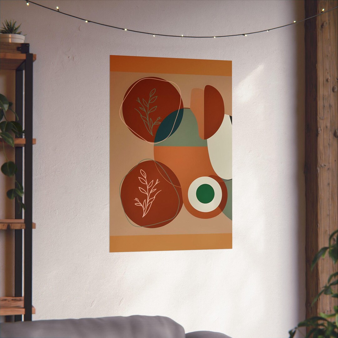 Boho Circle Vertical Poster Earth Tones Wall Art Print for Modern Decor ...