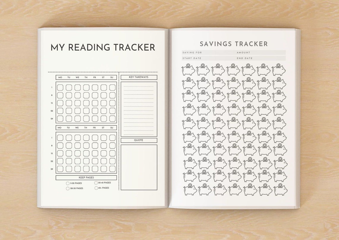 Six Complete Pre-made Bullet Journal Pages Instant Download - Etsy