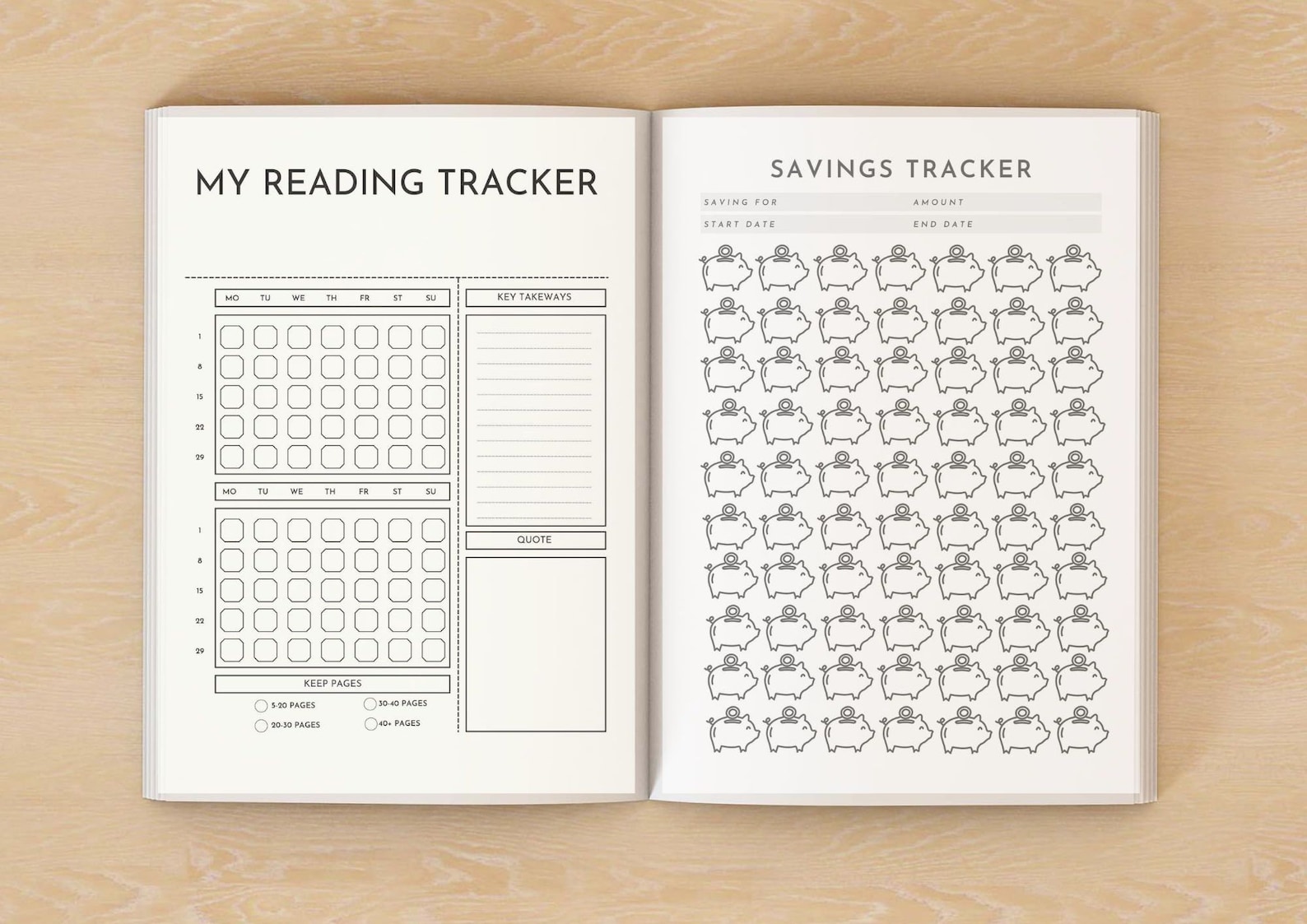 Six Complete Pre-made Bullet Journal Pages Instant Download - Etsy