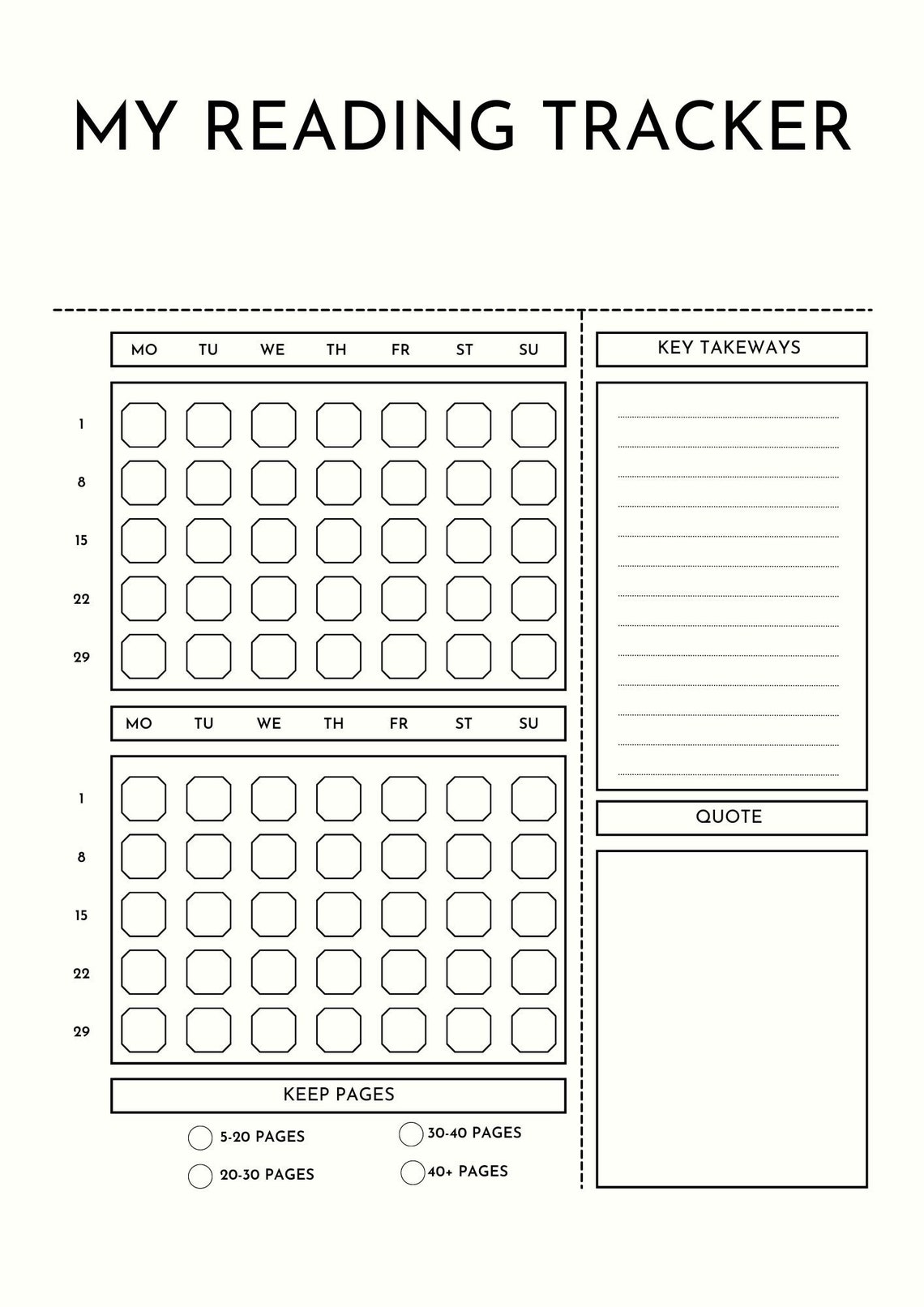 Six Complete Pre-made Bullet Journal Pages Instant Download Printable ...